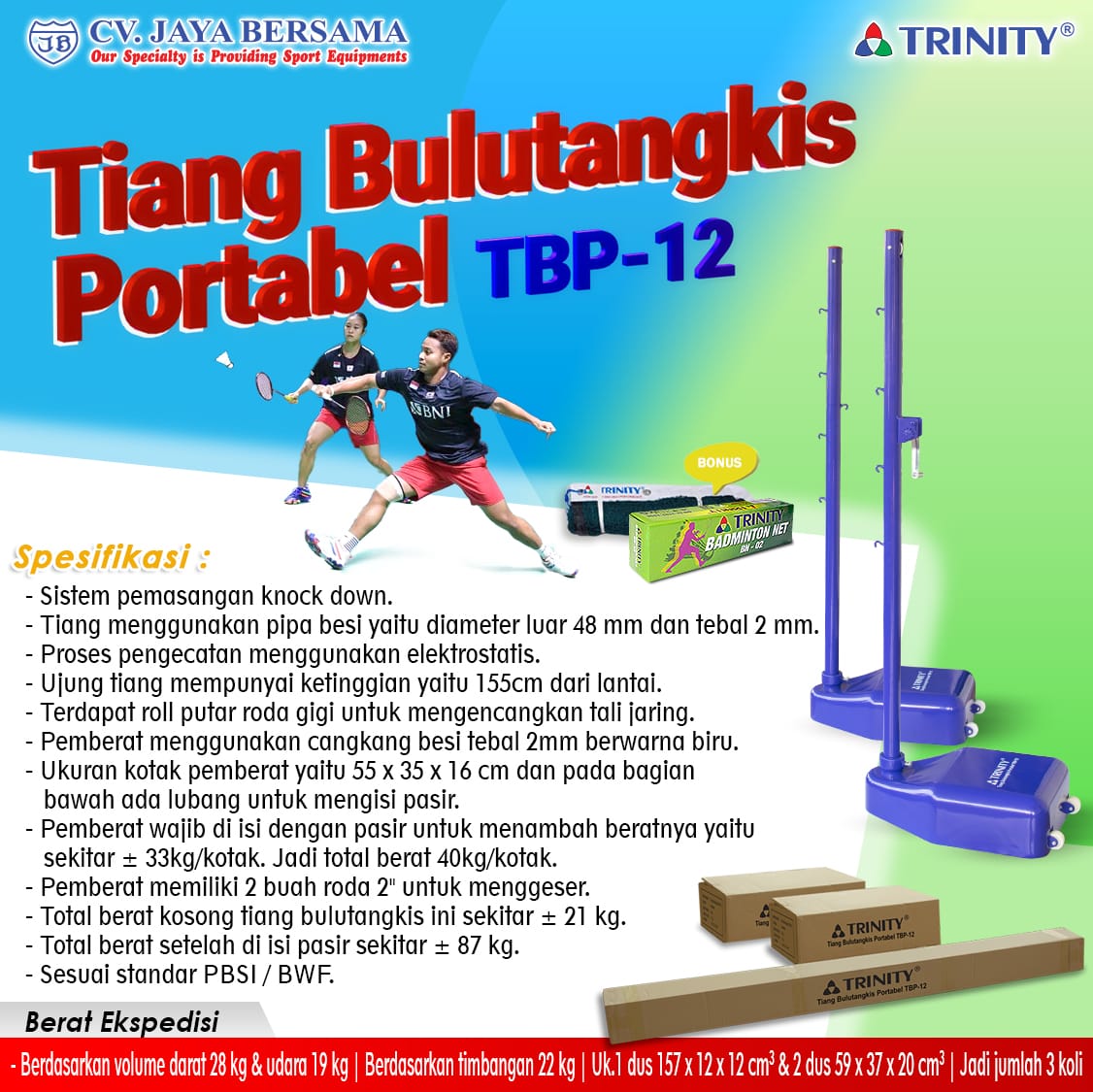 Tiang Bulutangkis Portabel TBP-12 - Toko Grosir Olahraga